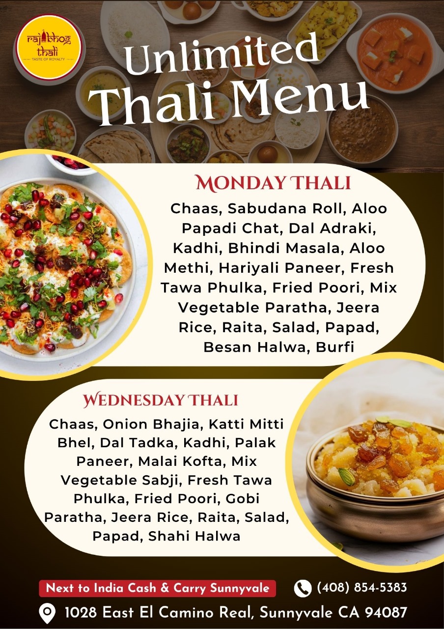 Rajbhog Thali - Authentic Indian Vegetarian Restaurant in Sunnyvale, CA