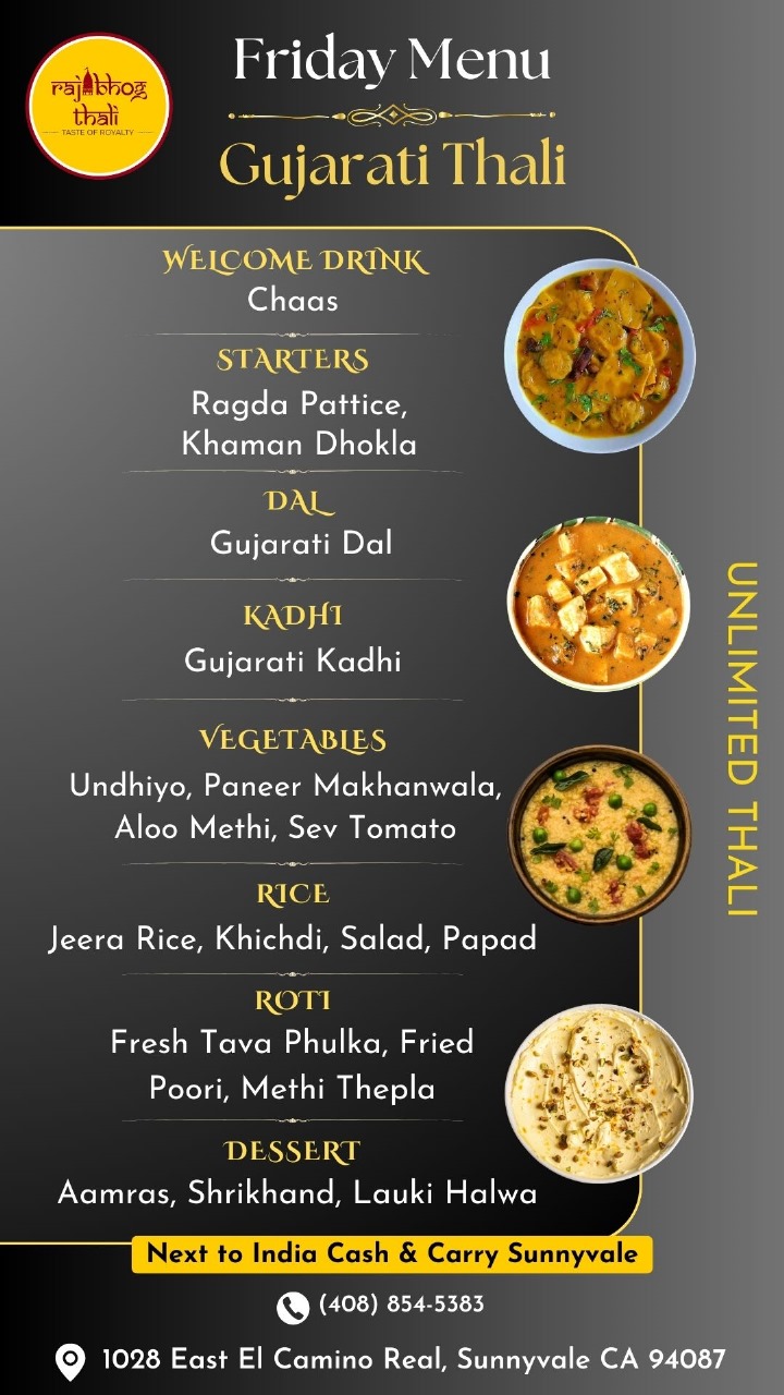 Rajbhog Thali - Authentic Indian Vegetarian Restaurant in Sunnyvale, CA